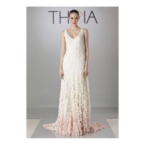 Theia | Dresses | Theia Emma Embroidered Petal Gown Cherry Blossom ...